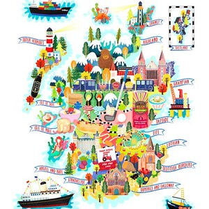 Scotland Food Map Poster - Scotland Map - Map of Scotland - Illustrated ...