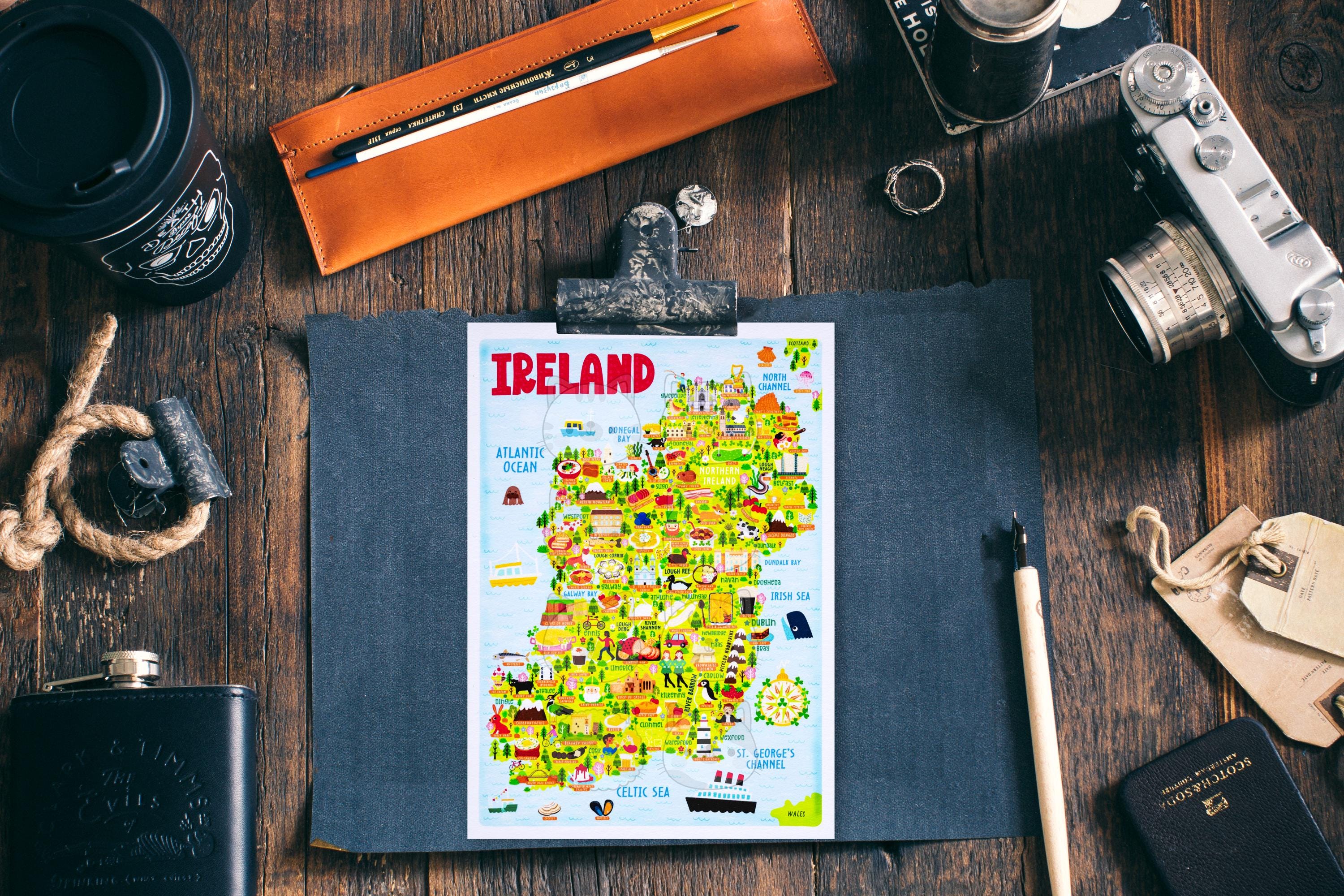 Ireland Map Postcard - Map of Ireland - Ireland Map - Illustrated ...