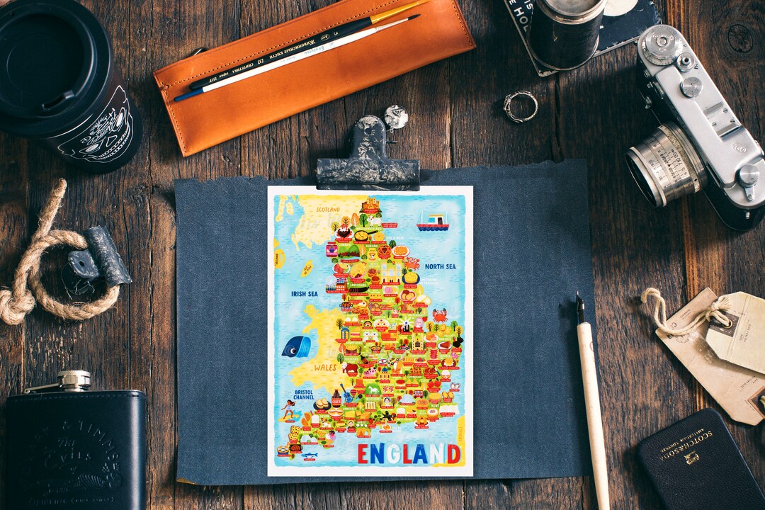 England Map Postcard - Map of England - England Map - Illustrated ...