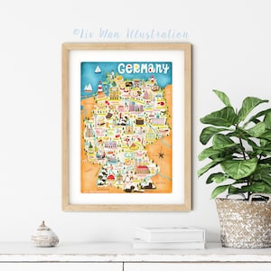 Germany Map Poster - Germany Map - Map of Germany - Illustrated Germany ...