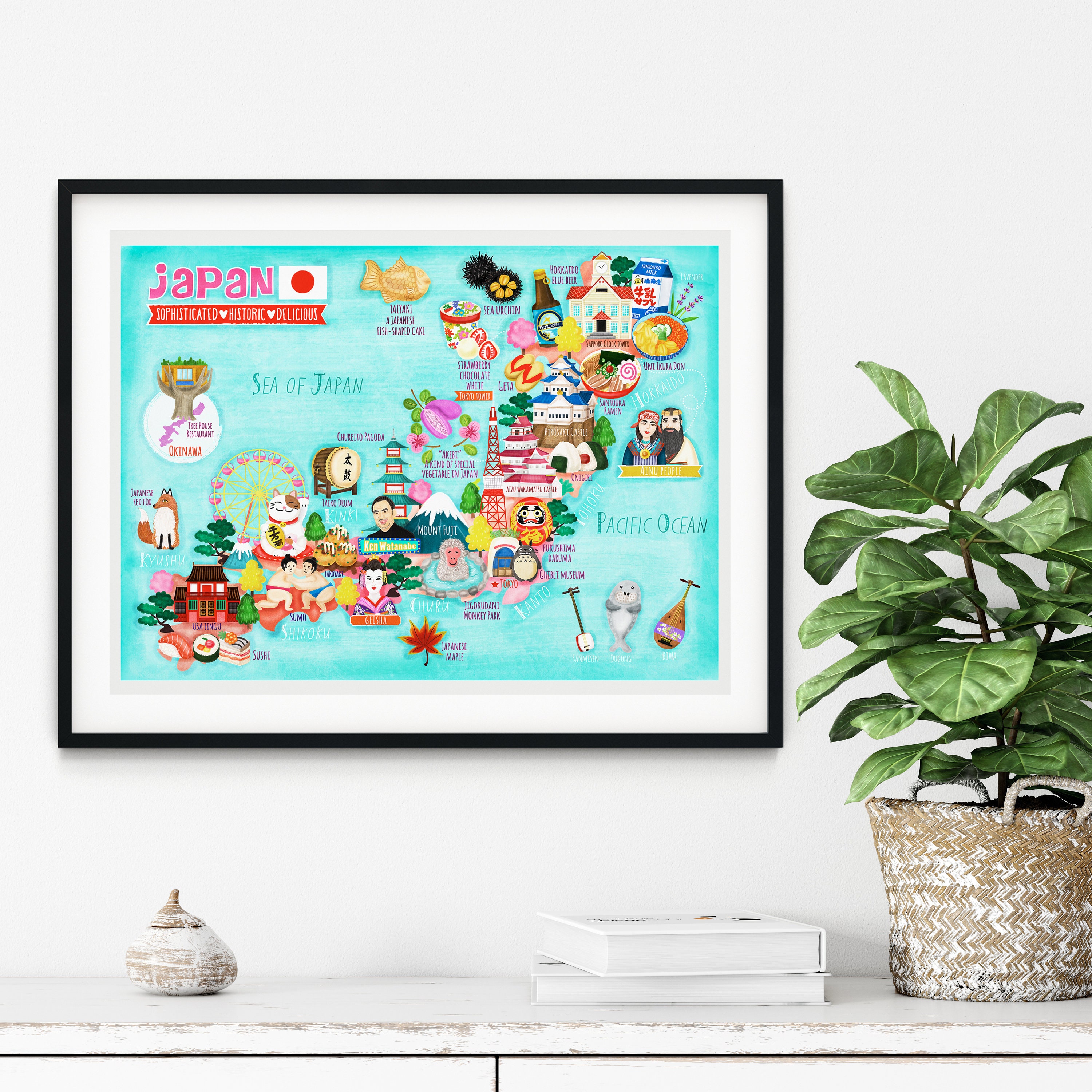 Japan Map Poster. Beautiful Wall Art. Ships From UK & USA | Etsy
