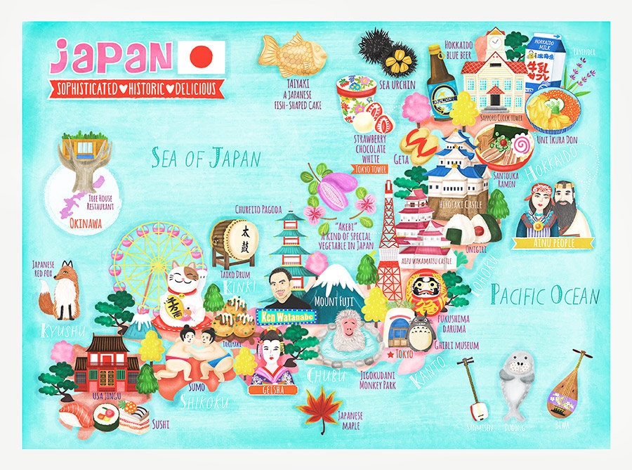 Japan Map Poster. Beautiful Wall Art. Ships From UK & USA | Etsy