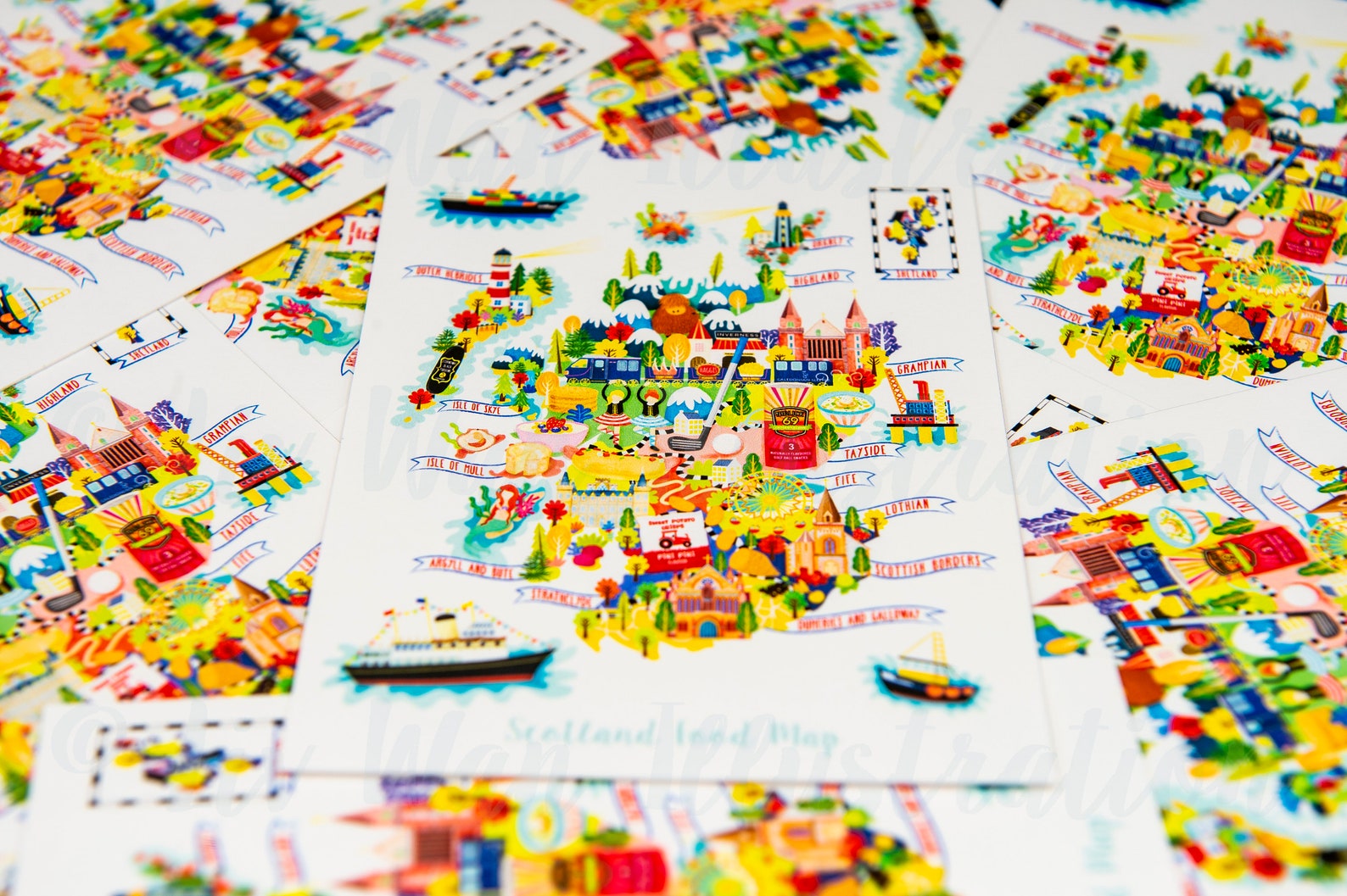 Scotland Food Map Postcard - Map of Scotland - Scotland Map ...