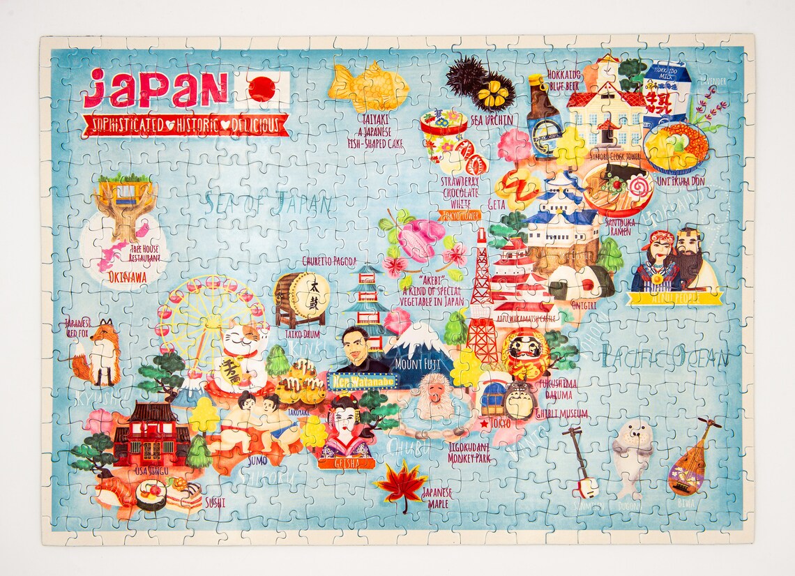 Japan Map Jigsaw Puzzle. Premium Hand Made 300 Piece 40x28cm - Etsy