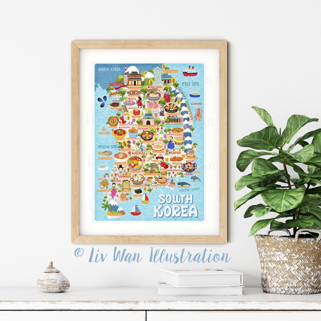 South Korea Map Poster - South Korea Map - Map of South Korea ...