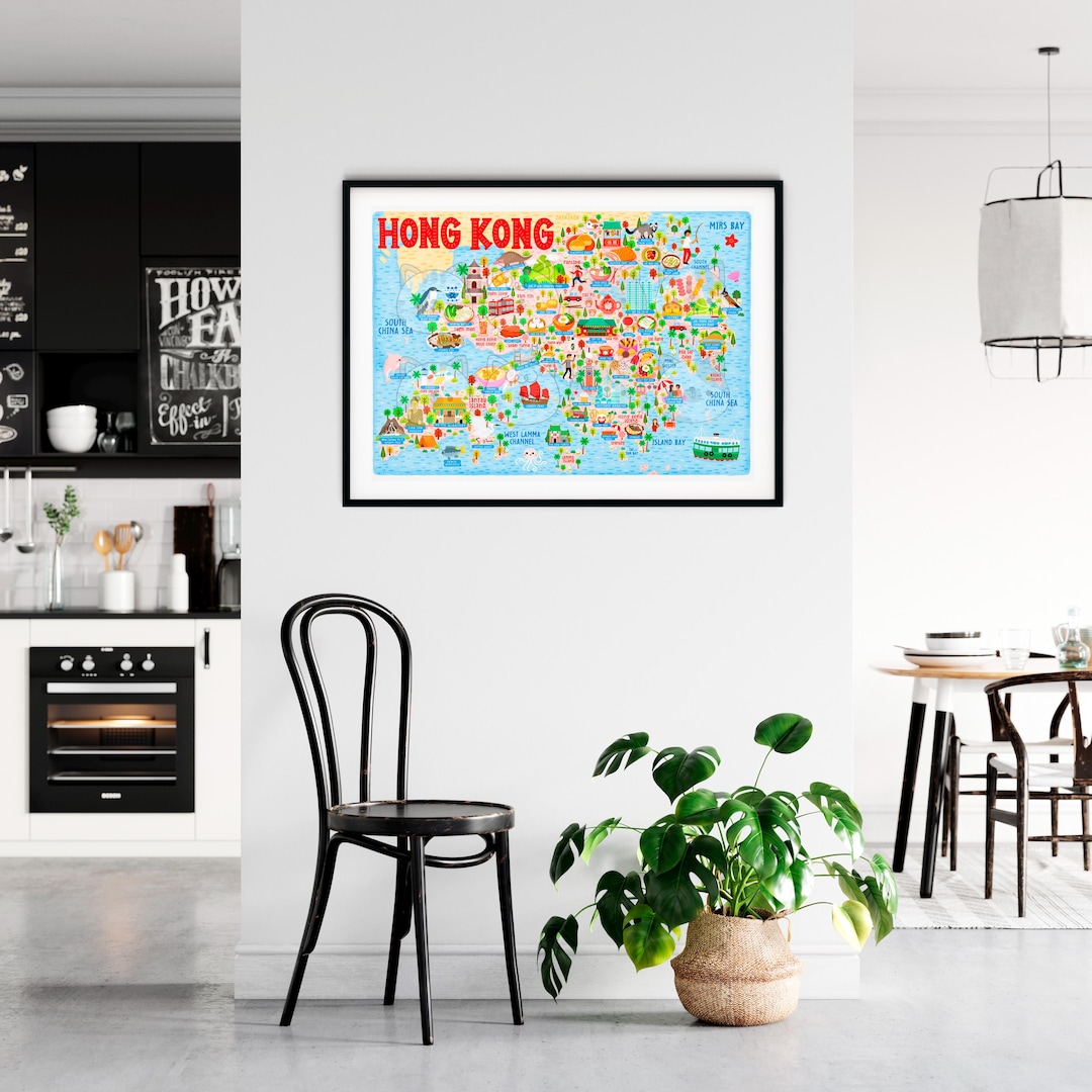 Hong Kong Map Poster - Hong Kong Map - Map of Hong Kong - Illustrated ...