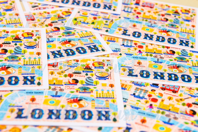 London Map Postcard - Map of London - London Map - Illustrated London ...