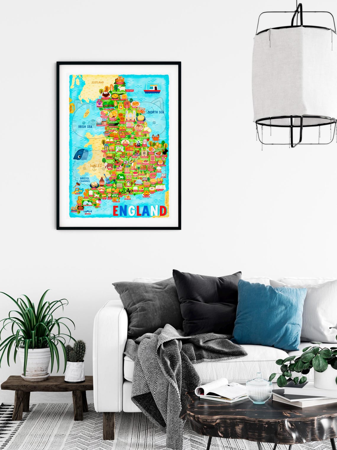 England Map Poster - England Map - Map of England - Illustrated England ...