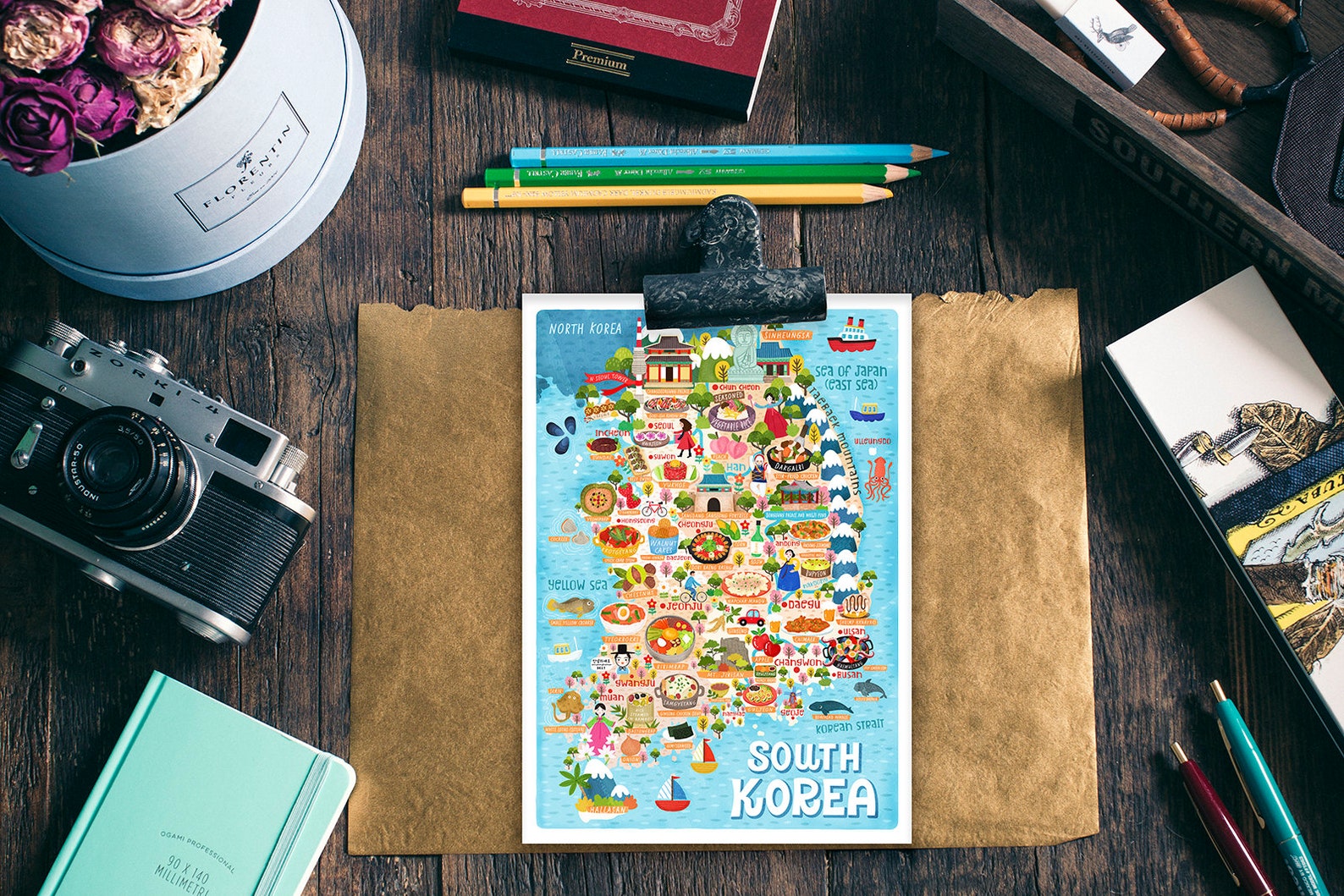 Map Illustration Postcard-set of 3 | Etsy UK