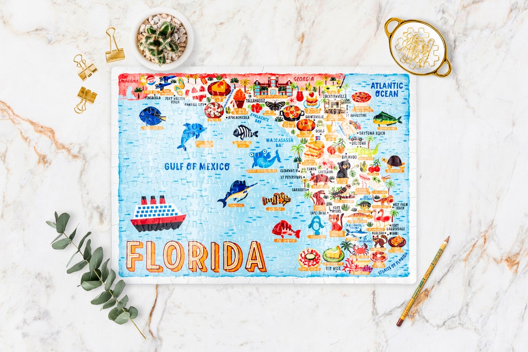 Florida Map Puzzle - Map of Florida - Florida Map - Puzzle Gift ...
