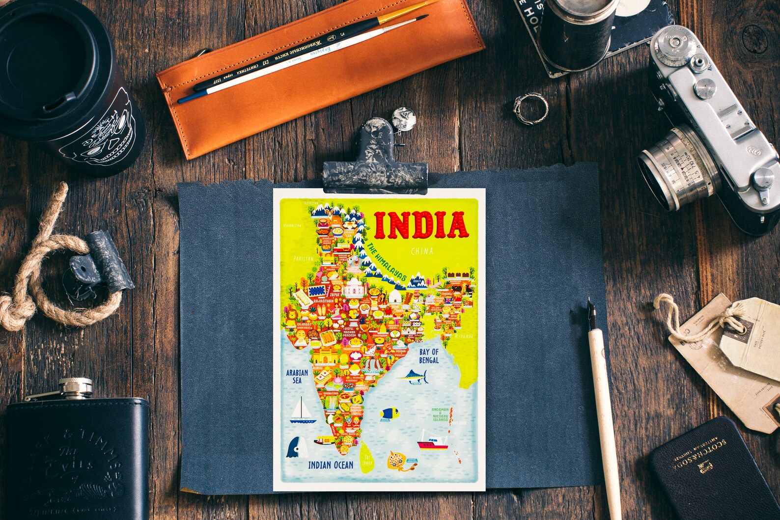 India Food Map Postcard. Illustrated Map of India A6 Size - Etsy