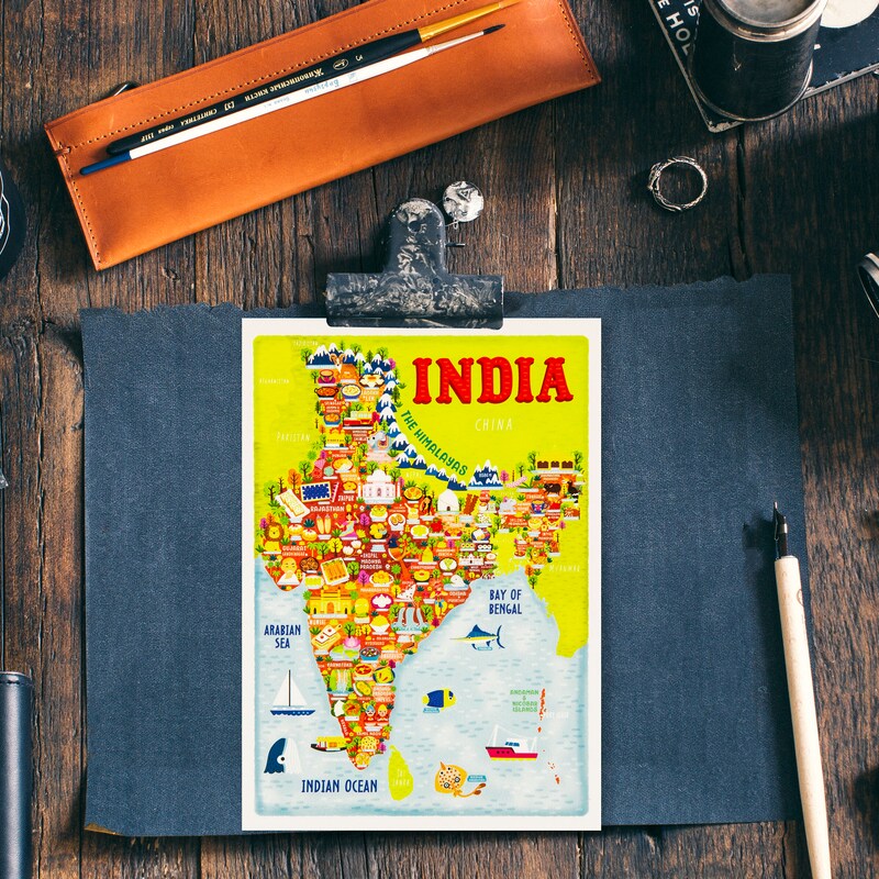 India Map Travel Post Card - Etsy