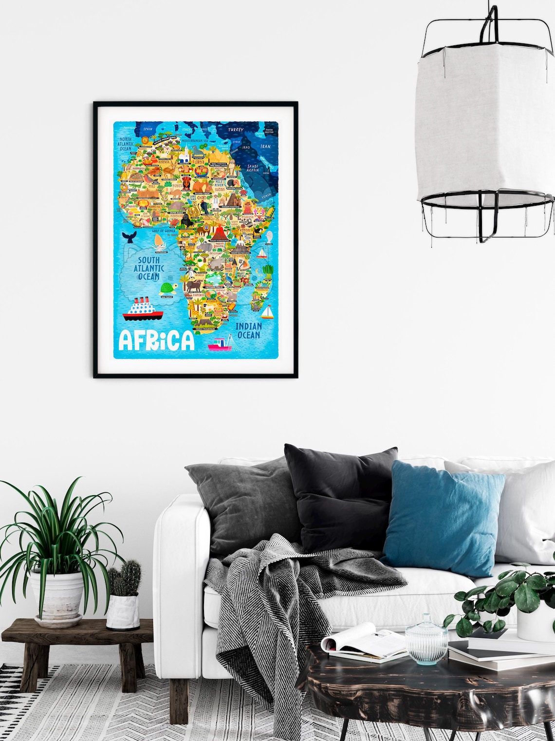 Africa Map Poster - Africa Map - Map of Africa - Illustrated Africa Map ...