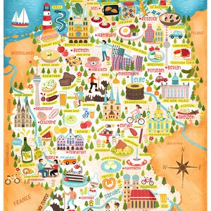 Germany Map Poster - Germany Map - Map of Germany - Illustrated Germany ...