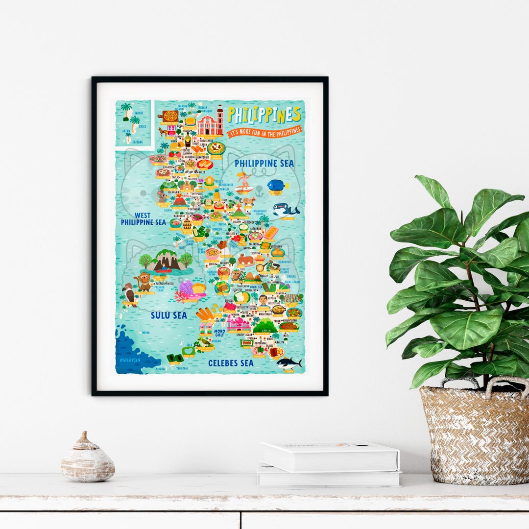 Philippines Map Poster - Philippines Map - Map of Philippines ...