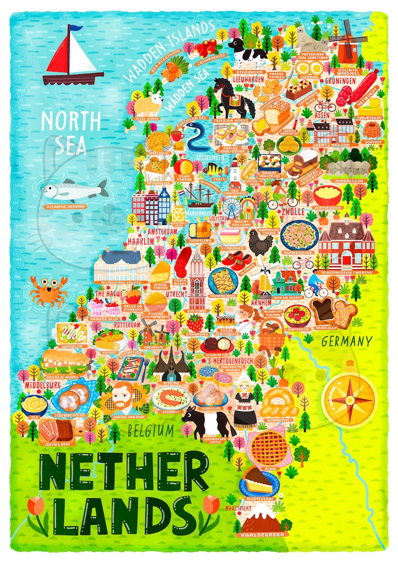 Netherlands Map Poster - Netherlands Map - Map of Netherlands ...