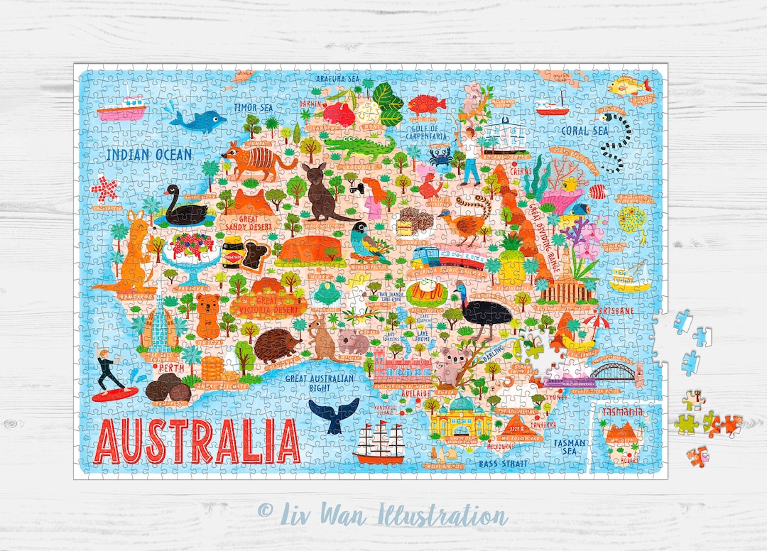 Australia Map Puzzle - Map of Australia - Australia Map - Puzzle Gift ...
