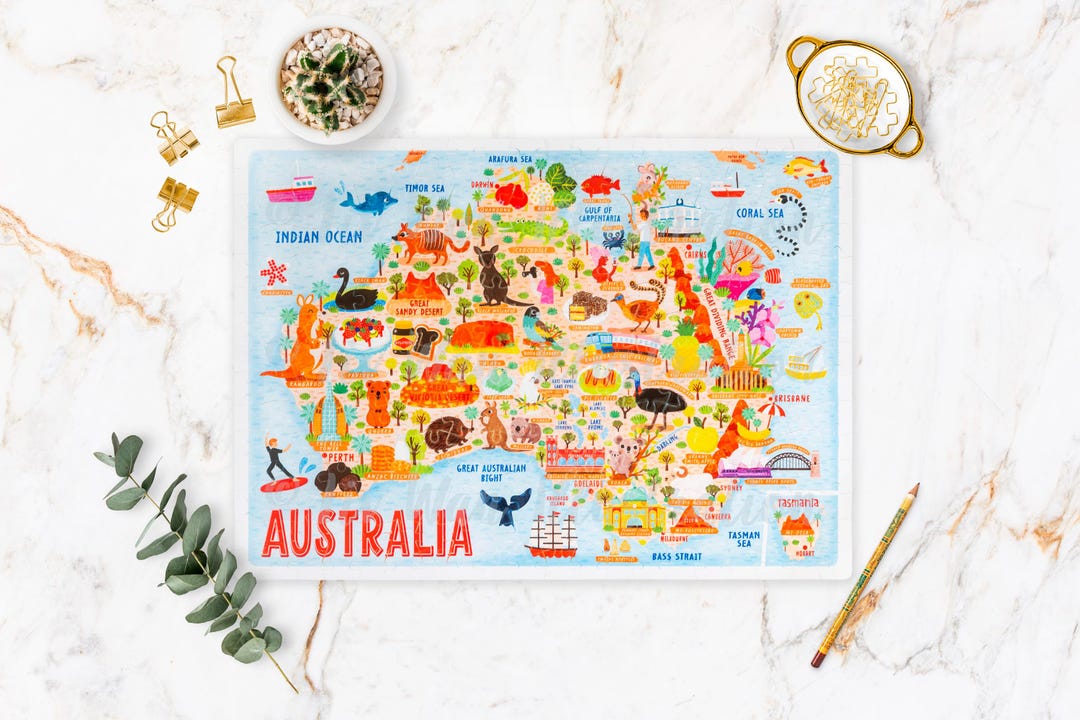 Australia Map Puzzle - Map of Australia - Australia Map - Puzzle Gift ...