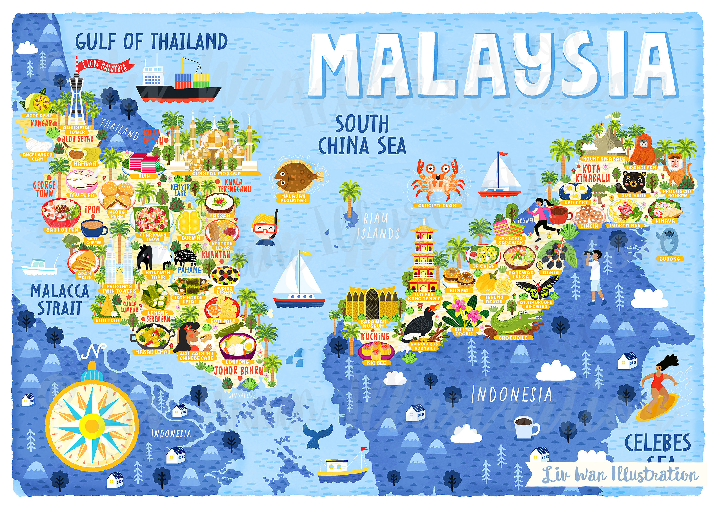 Malaysia Travel Map Malaysia (Westrn): Peninsular Malaysia And