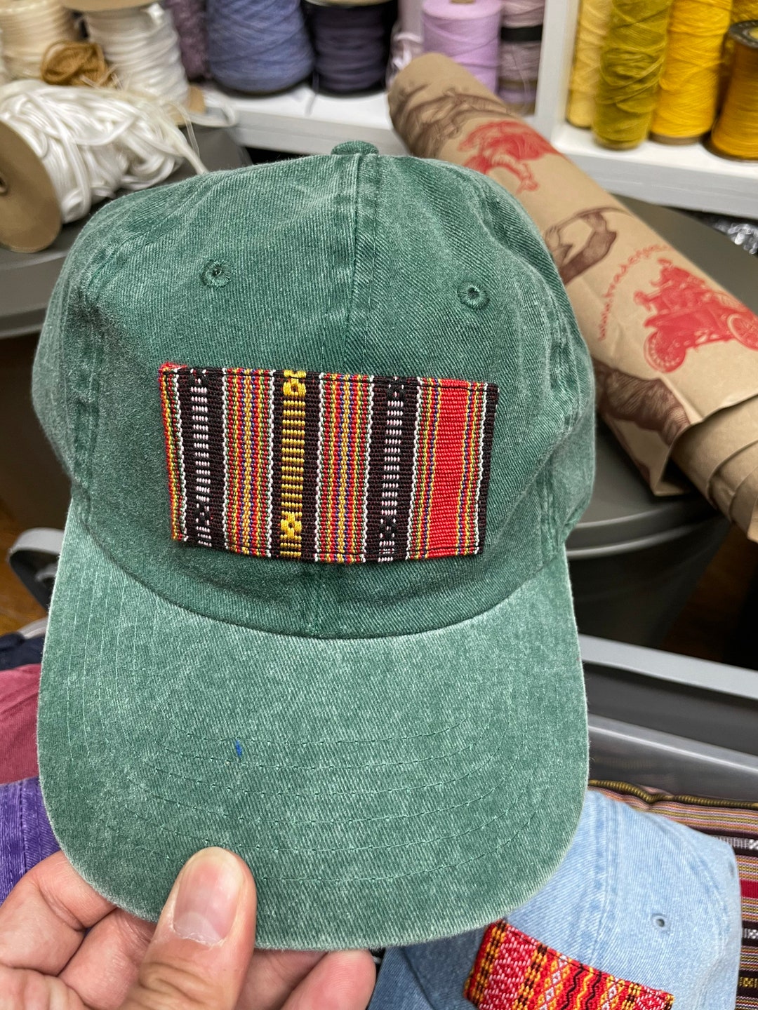 NATIBO BASEBALL CAP, Green Vintage-style Cap, Gender Free, Handwoven ...