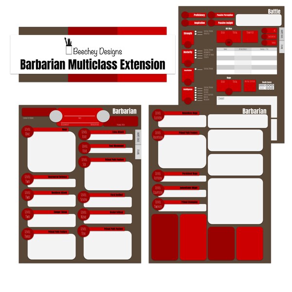 Multiclass Character Sheet - Etsy