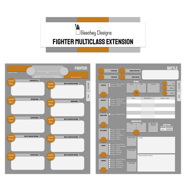 Dnd 5e Fighter Character Sheet - Etsy