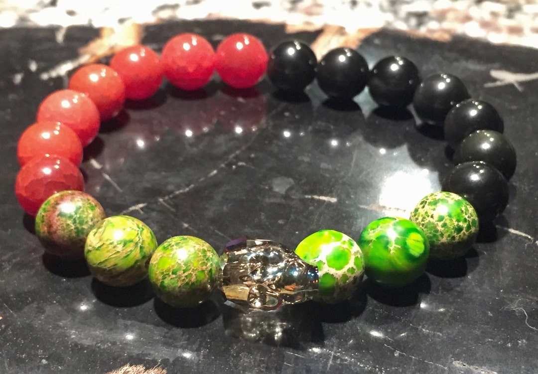 Movement - Features Rainbow Obsidian, Cracked Fire Agate and Green Sea ...