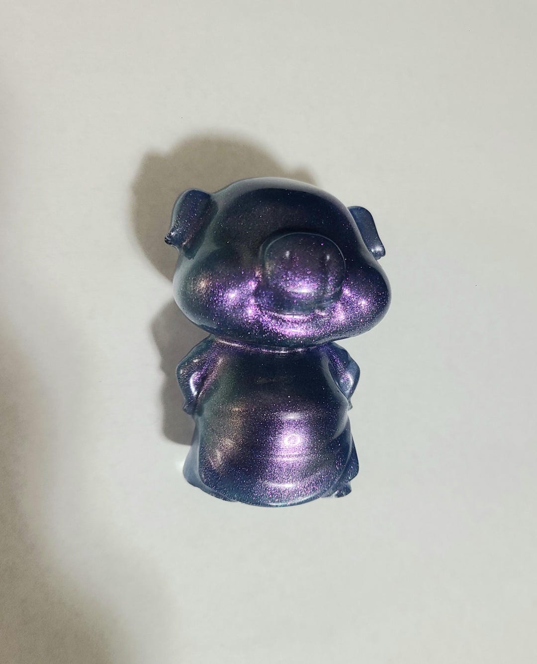 Purple Glittery Pig Figurine - Resin Kawaii Collectible Figurines 2 ...