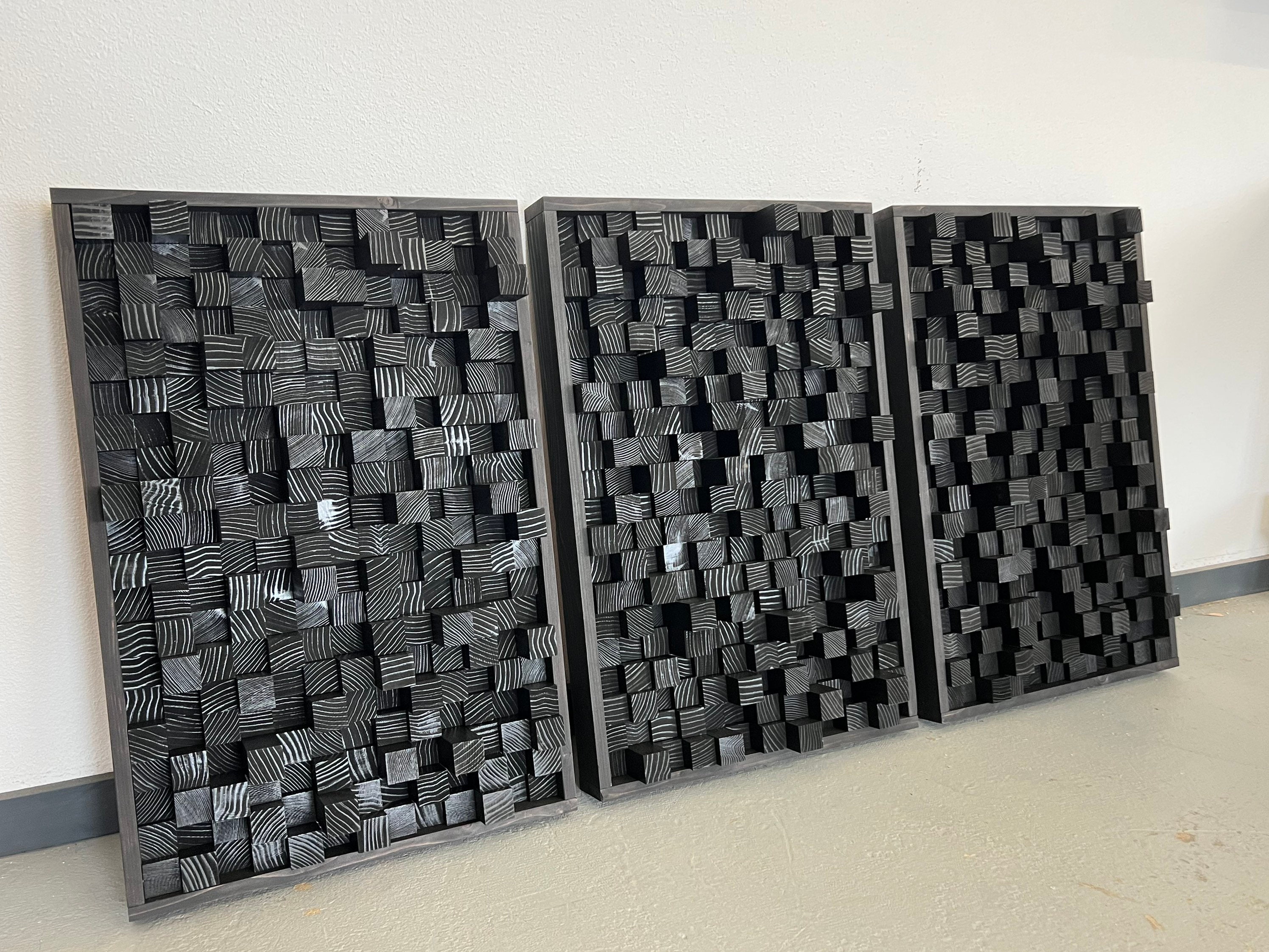 Wooden Art Sound Diffuser Black Hanging Acoustic Panel Studio - Etsy Canada