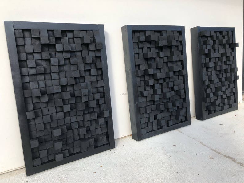 Wooden Art Sound Diffuser Black Hanging Acoustic Panel Studio - Etsy Canada