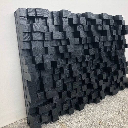 Art Objects Art & Collectibles Sculpture 3D wood wave sound diffuser ...