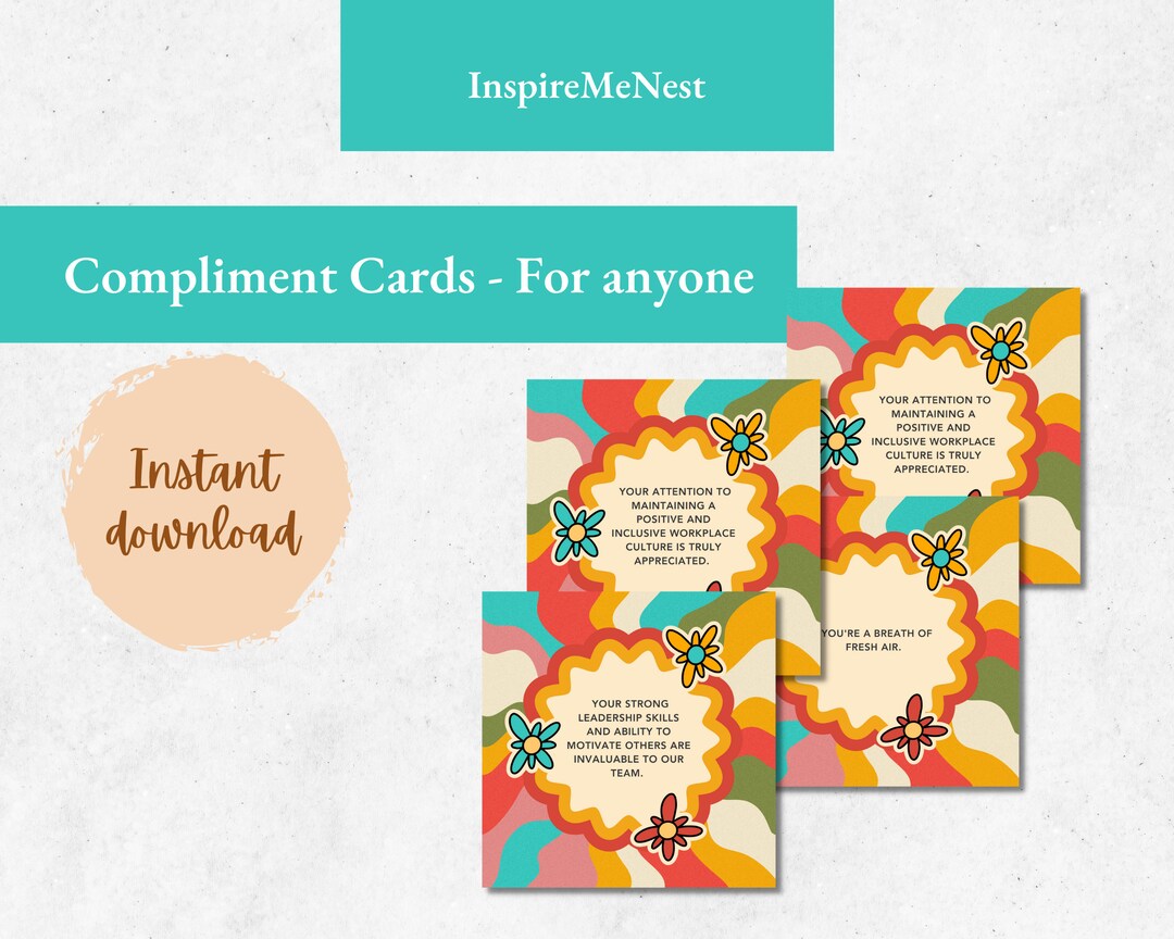 General Compliment Cards, Printable Positivity Cards, Encouragement ...