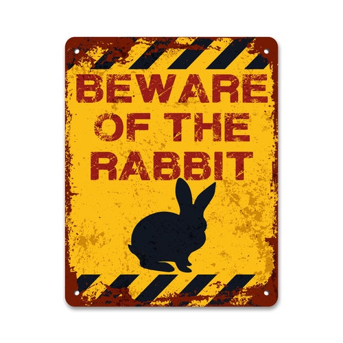 Beware of Bunny Sign Funny Rabbit Metal Sign Farmhouse - Etsy