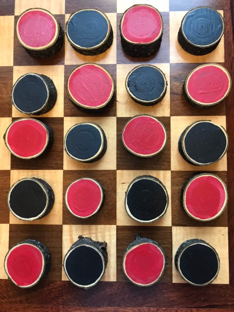 Checkers / Checkerboard Pieces--rustic & Handmade Wood Pieces for ...