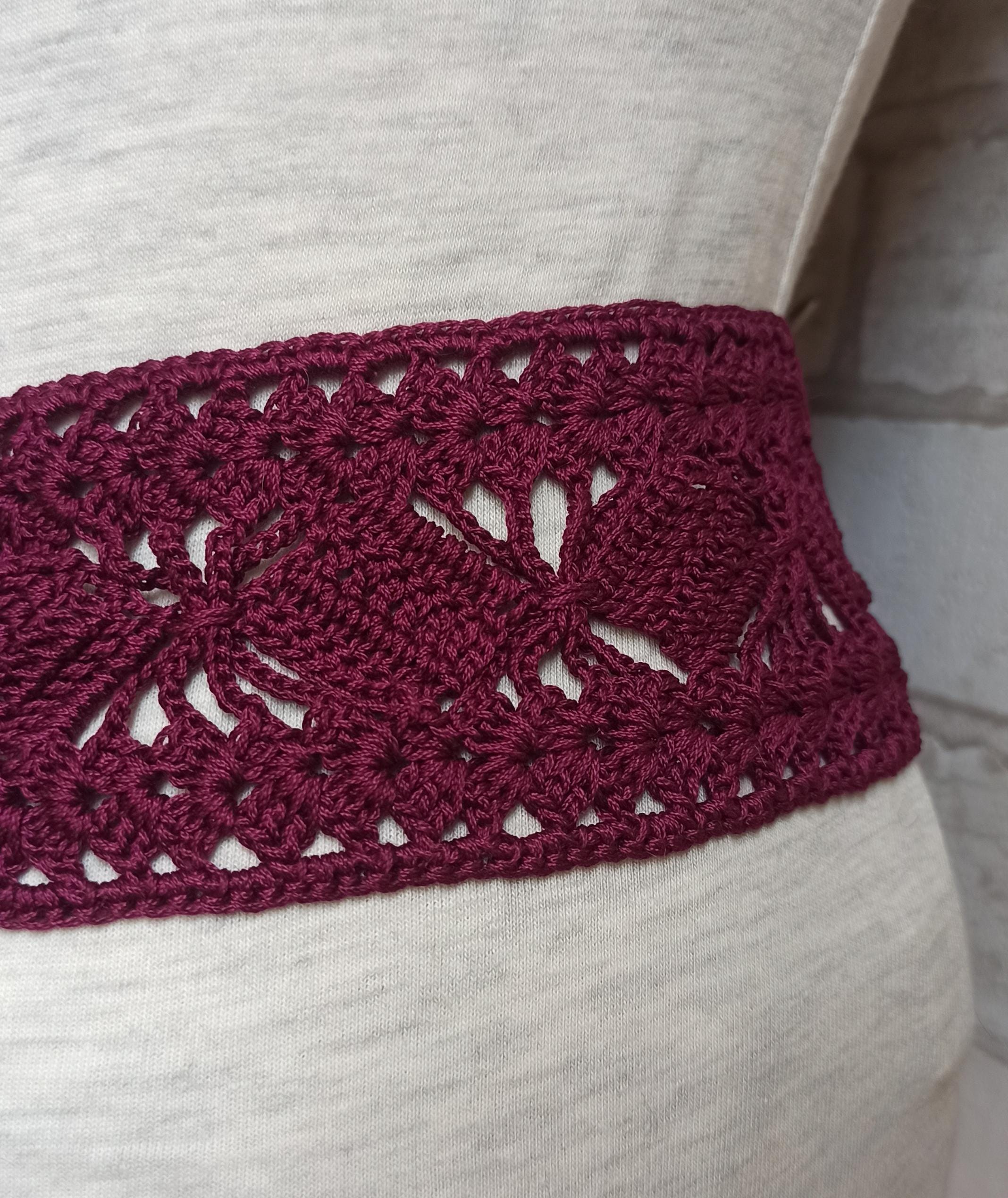 Burgundy Crochet Corset Belt – Handmade Knit Waist Accessory. - Etsy