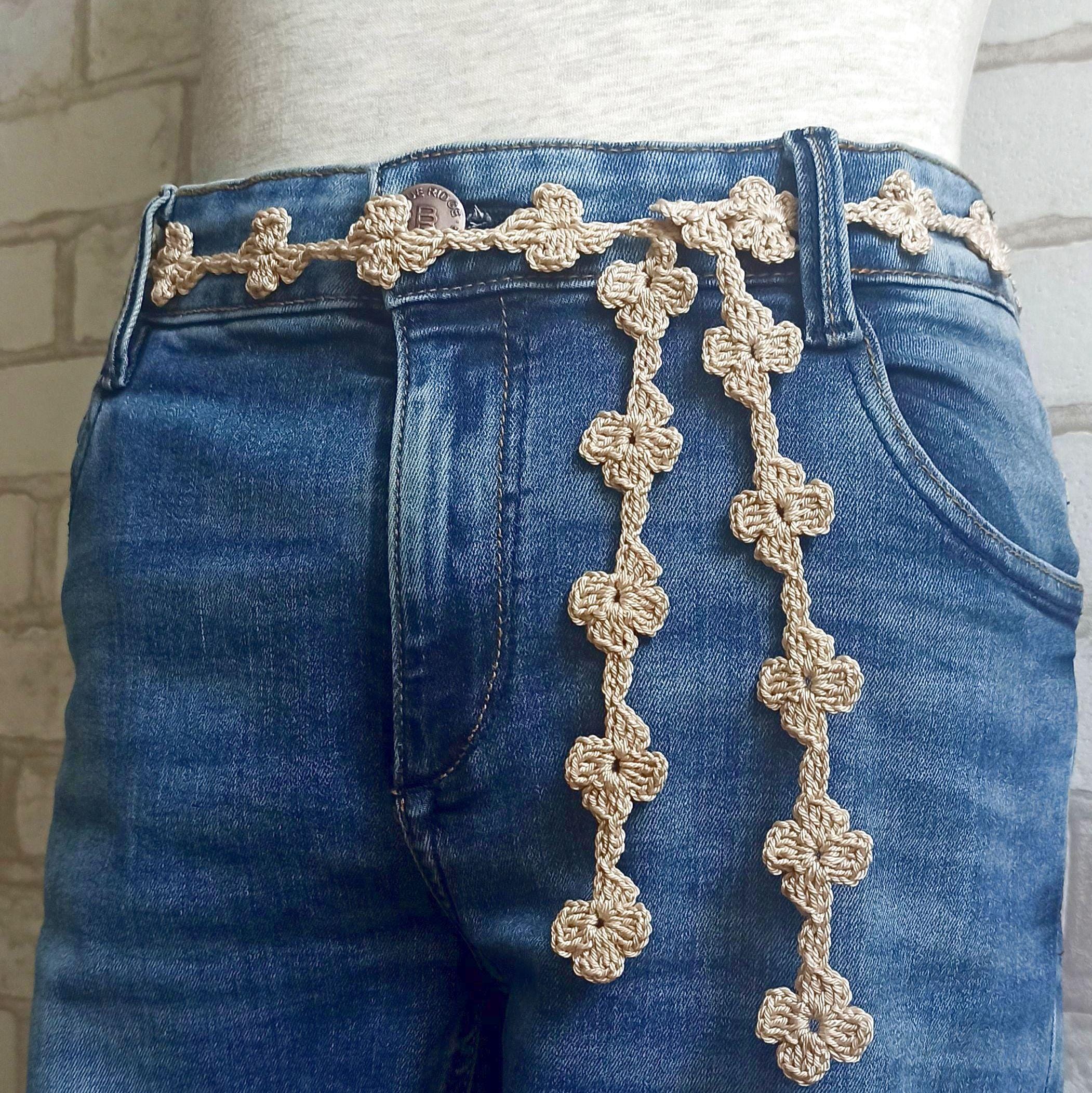 Mint Belt, Crochet Style, Boho Fashion, Knit Belt, Daisy Accessory - Etsy