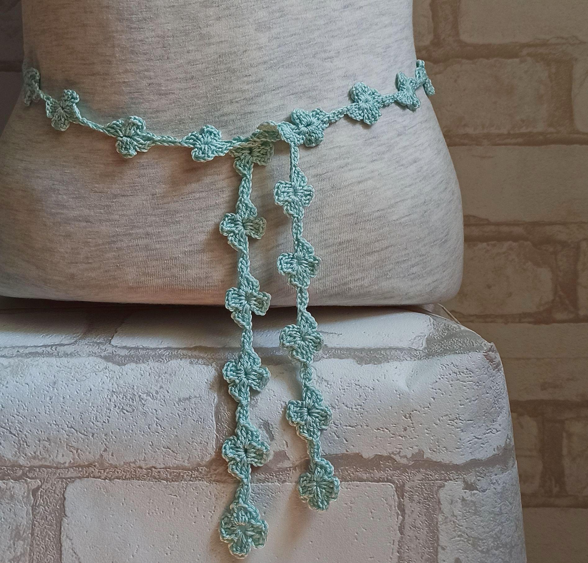 Mint Belt, Crochet Style, Boho Fashion, Knit Belt, Daisy Accessory - Etsy