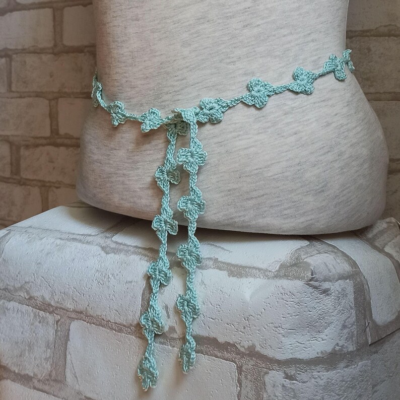 Mint Belt, Crochet Style, Boho Fashion, Knit Belt, Daisy Accessory - Etsy
