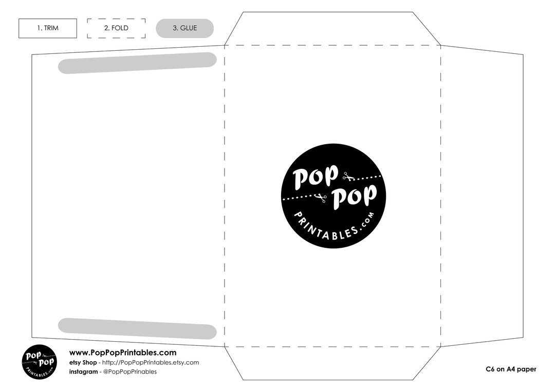 Printable C6 Envelope Template: A2 Card Envelope (digital Download) - Etsy