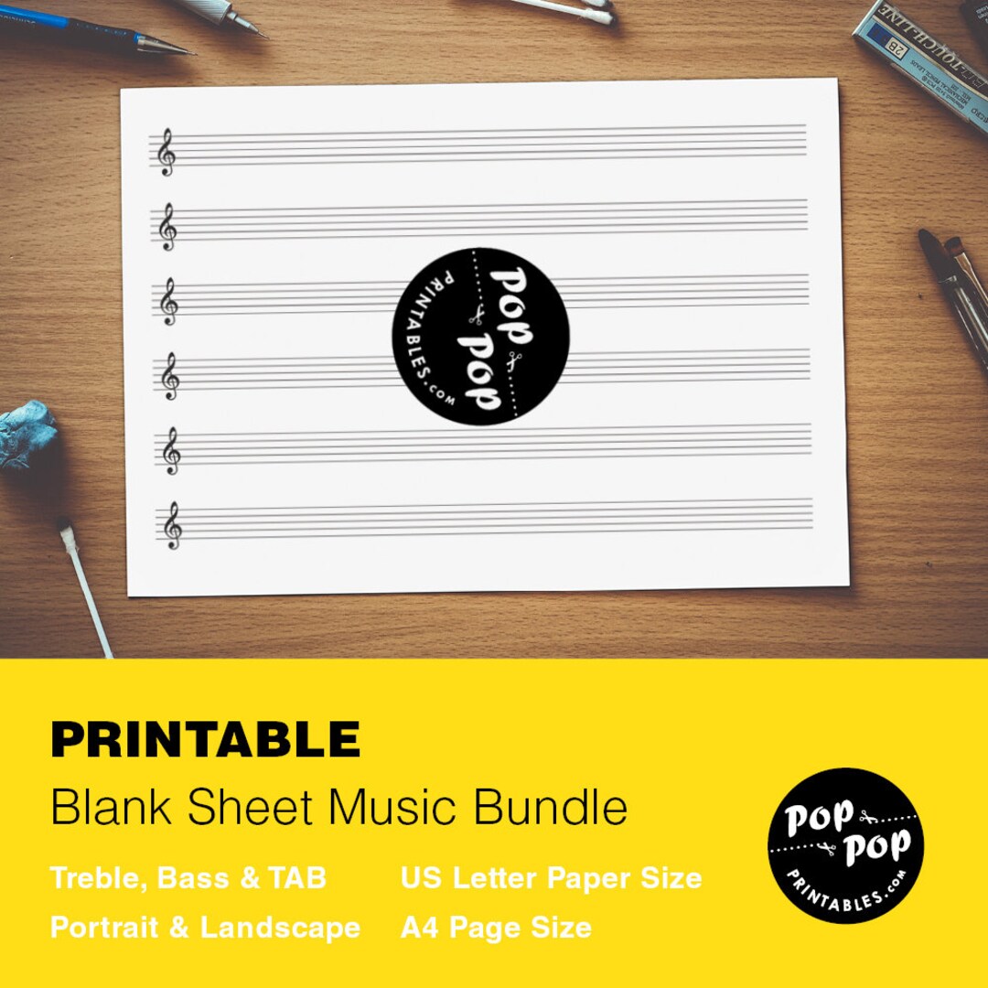 PRINTABLE Blank Sheet Music for Music Manuscript /// Portrait - Etsy
