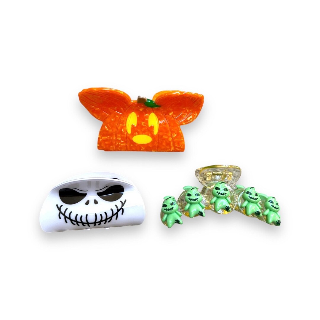 Disney Halloween Claw Clips, Mickey Pumpkin Hair Clips, Nightmare ...