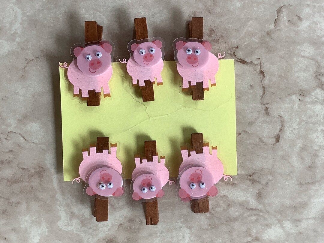 Pig Clothespin Tag Holder, Pig Clothespin Clips, Photo or Card Holder ...