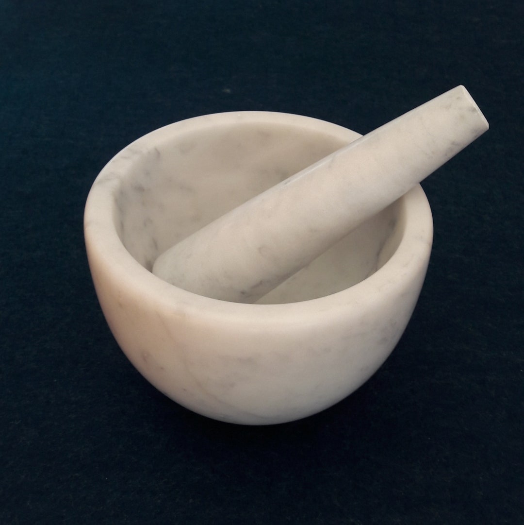 Mortar 15 Cm Ø and 2 Pestles White Carrara Marble Mortar Cup 15 Cm Ø ...