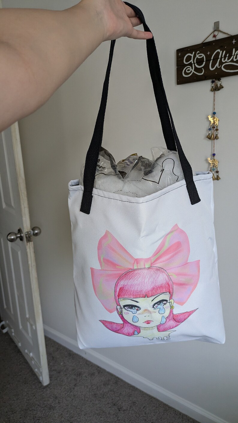 Original Tote Bag With Black Handles, Original Cry Baby Illustration by ...