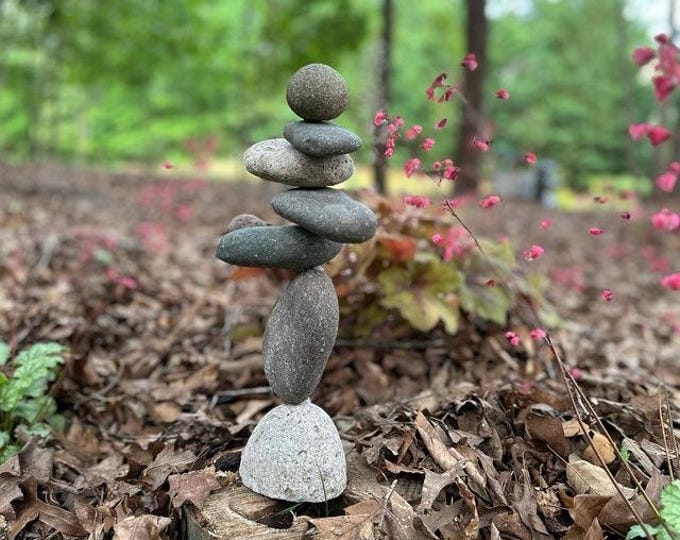 8 Stone Cairn Garden Statue Stone Statues Garden Art Outdoor Decor Zen ...