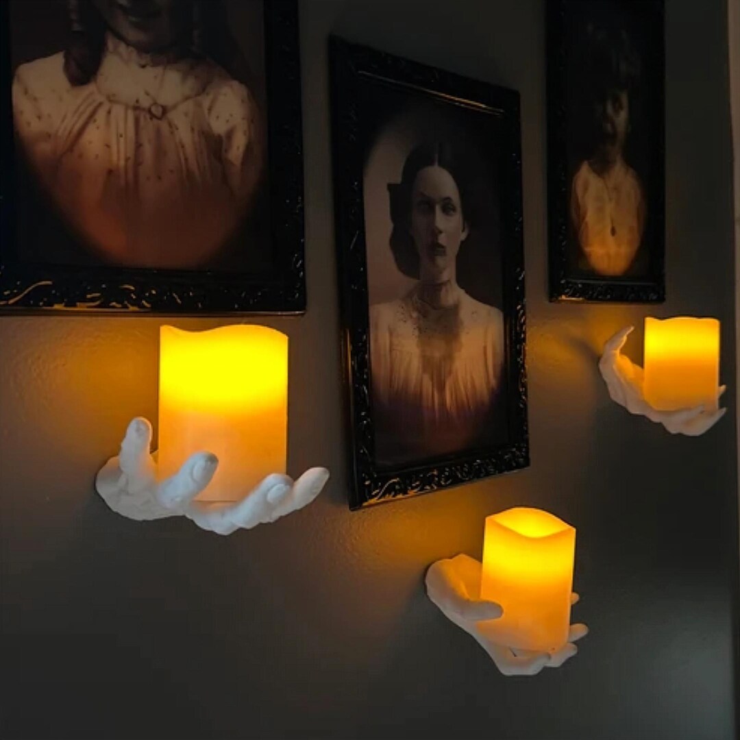 Creepy Hands Wall Candles Spooky LED Candles for Halloween Wall Decor ...