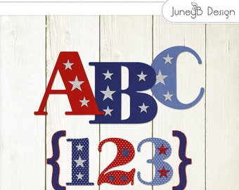 Red White Blue Alphabet | Etsy