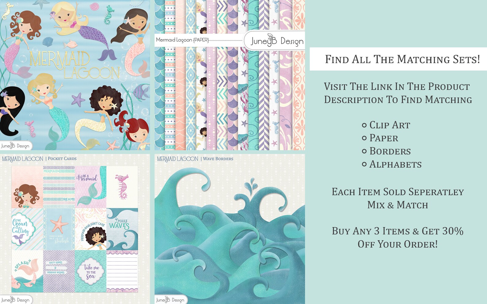 Mermaid Frames Mermaid Lagoon Digital Frames Mermaid Clip - Etsy
