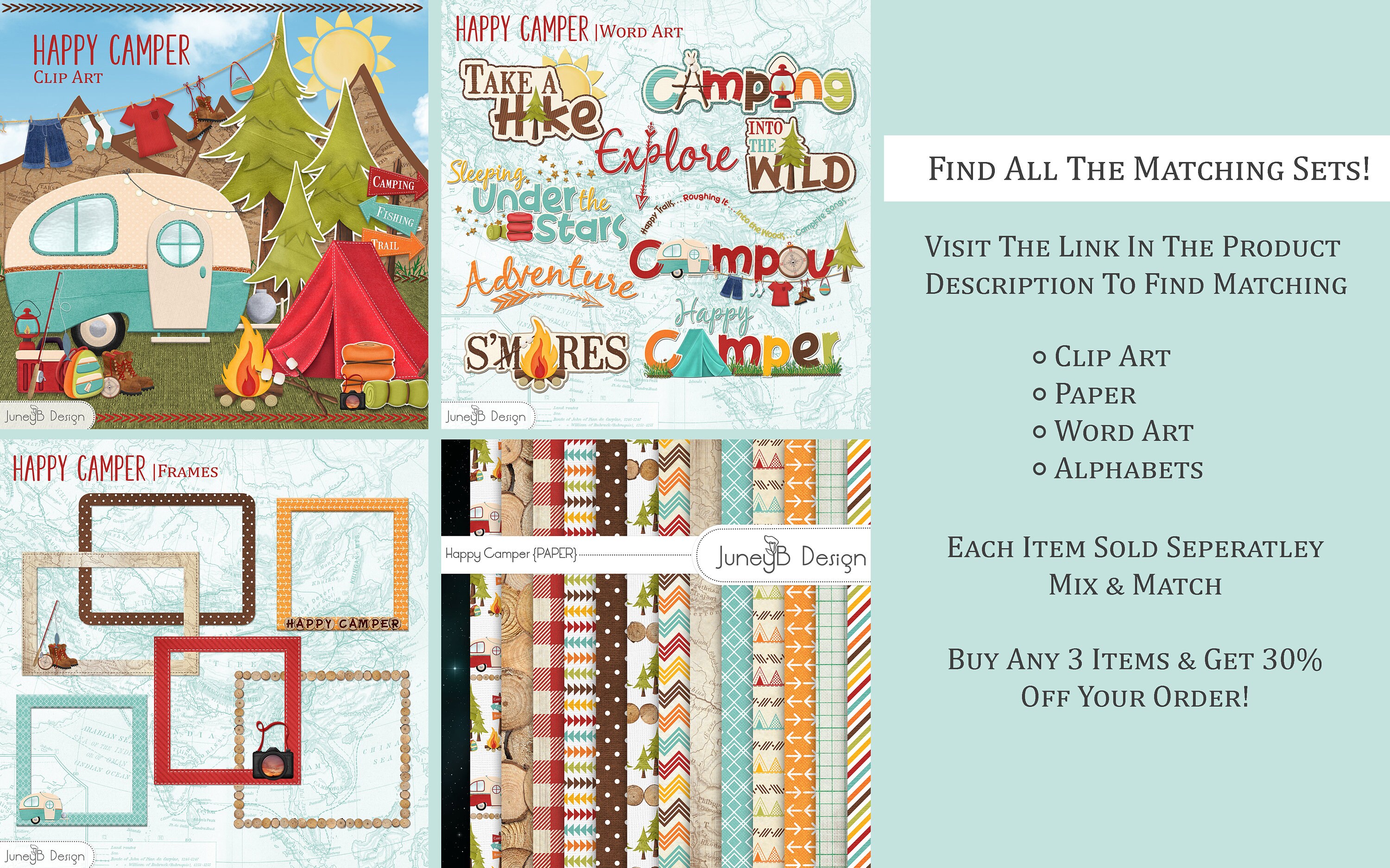 Happy Camper Clipart Camping PNG Forest Clipart Camera - Etsy