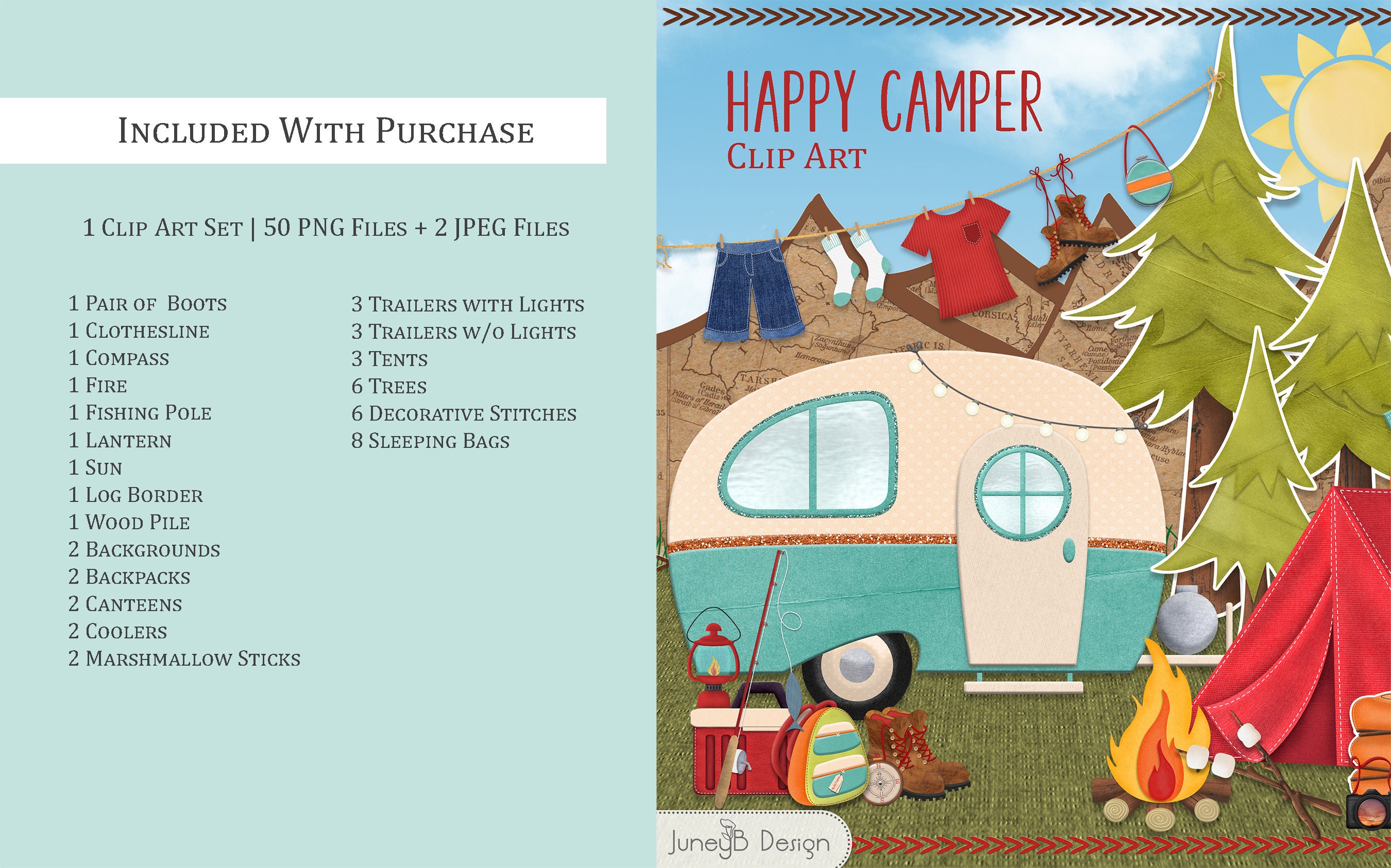 Happy Camper Clipart Camping PNG Forest Clipart Camera - Etsy